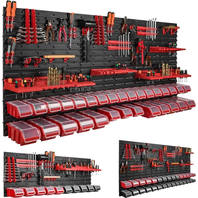 STAPELBOXEN WERKZEUGWAND SICHTLAGERKÄSTEN Deckel Werkzeughalter XXL rot ...