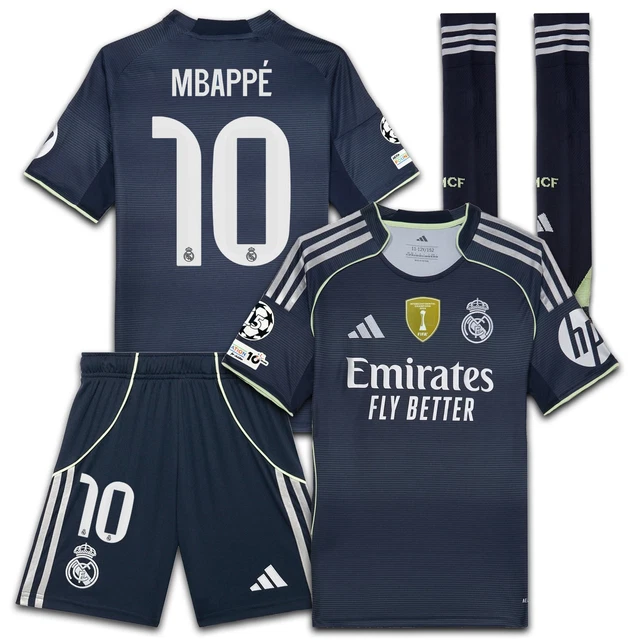 MBAPPÉ | 2025/26 RMCF Full Away Kit | 10-11 Years | UCL ...