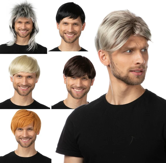Mens Fancy Dress Wig Short Mullet Wig Rock Star Wig 1980s 80s Costume