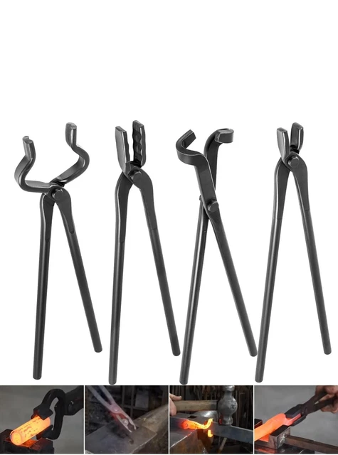 KNIFE MAKING TONGS Bladesmith Tong Set & Blacksmith Hammer 1.5 kg Forge ...