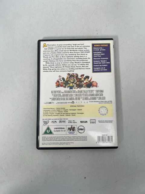 DISNEY PIXAR TOY Story 2 DVD Rated U Children's Cartoon Movie vtg #RA ...
