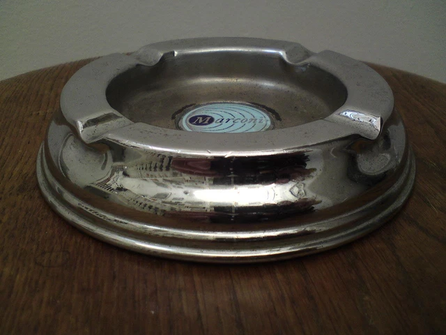 1940S MARCONI WIRELESS Telegraph Company chrome plated enamel logo ...