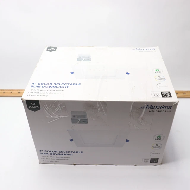 (12-PK) MAXXIMA SQUARE Ultra Thin Recessed LED Downlight 750 Lumens 10W ...