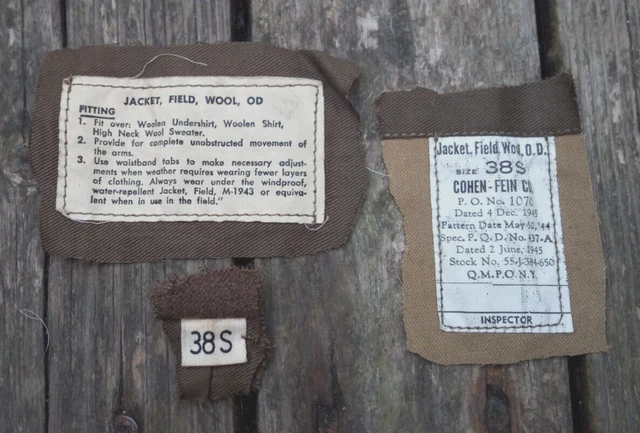 US ARMY COMPLETE Set Quartermaster Tags for a World War II Ike Jacket £ ...