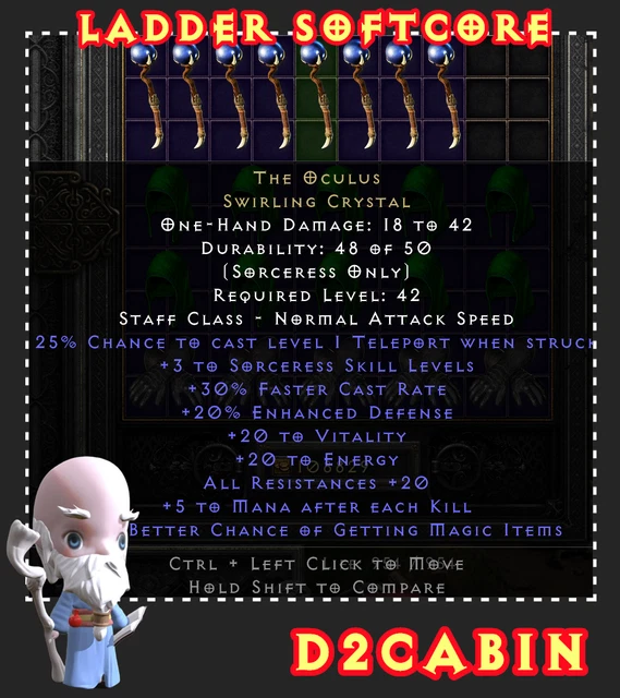 DIABLO 2 SC💥LADDER💥THE Oculus💥OCCY💥PC/SWITCH/PS $2.50 - PicClick AU