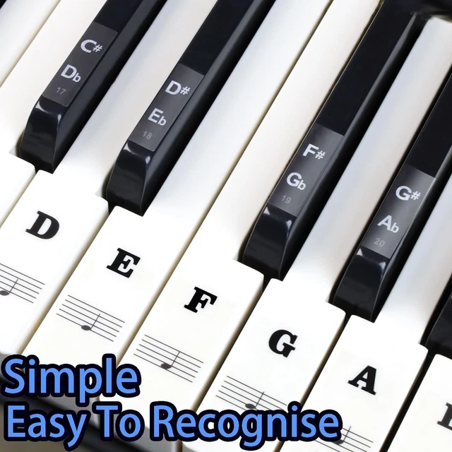 PIANO KEYBOARD STICKERS with Piano Chord Chart,For 88/61/54/49 Key,Note ...