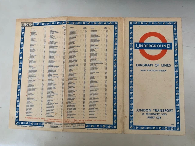 1965 LONDON underground map diagram of lines £0.99 - PicClick UK