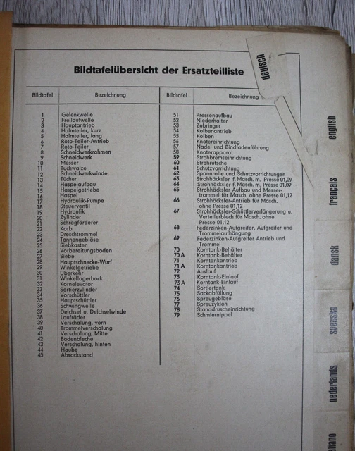 ORIGINAL CLAAS ERSATZTEILLISTE Mähdrescher Junior Automatic EUR 34,00 ...