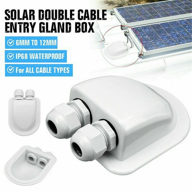 SOLAR PANEL ROOF Top Double Cable Entry Gland Box Motorhome Camper RV ...