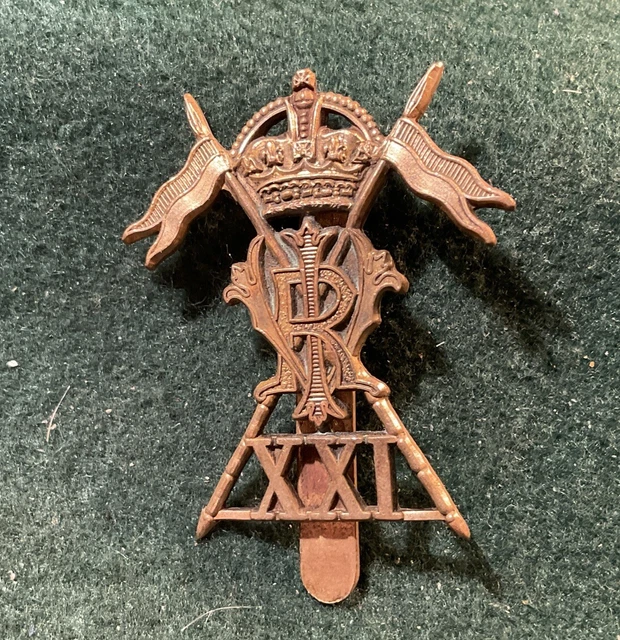 21ST LANCERS ORIGINAL British Army Cap Badge Cavalry WW1 Brass G36 £12. ...
