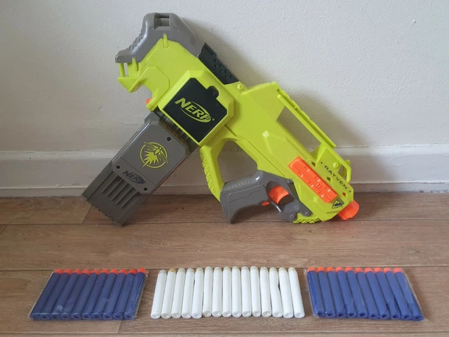 NERF GUN N-STRIKE rayven Firefly auto fire bull pup blaster bullets mag ...