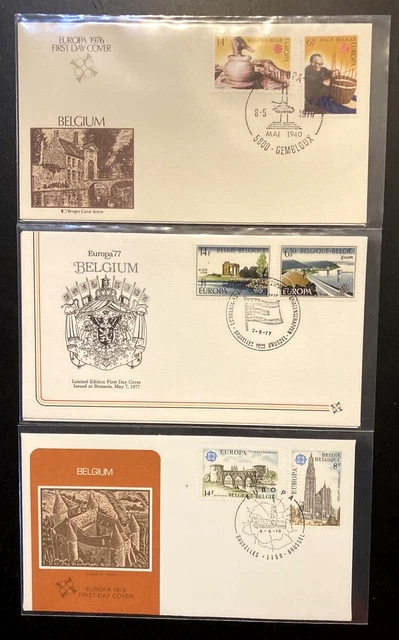 3 DIFFERENT BELGIUM First Day Covers Europa 76 77 78 Fleetwood £9.52 ...