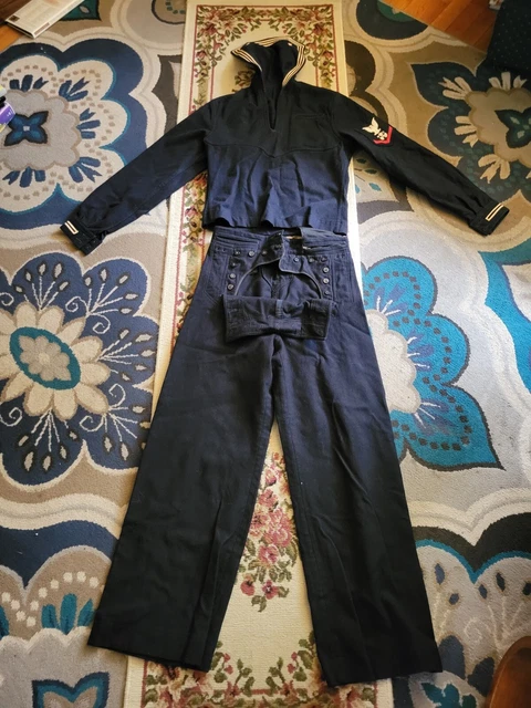Vintage Ww2 Navy Cracker Jack Wool Uniform Top And Pants Machinist Mate