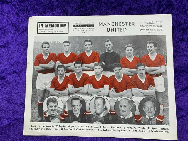 ORIGINAL 1958 MANCHESTER United Munich air disaster commemorative team ...