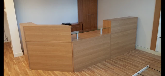 RECEPTION DESK OFFICE computer table oak reception counter huge desk ...