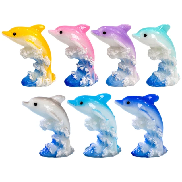7PCS MINI RESIN Dolphins Miniature Ocean Animal Figurines Decor £10.65 ...