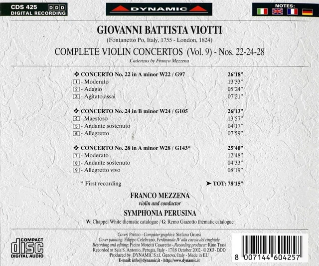 MEZZENA SYMPHONIA PERUSINA Complete Violin Concertos Vol. 9 (Mezzena ...