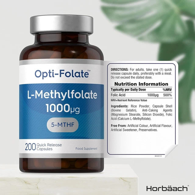 FOLATE L-METHYLFOLATE 1000 mcg | 200 Folic Acid Capsules | Vitamin B9 Folate Su £20.52 - PicClick UK