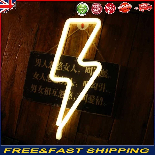 FLASH SHAPED NEON Lights USB Battery Operated Hanging Lamp (Warm Light ...