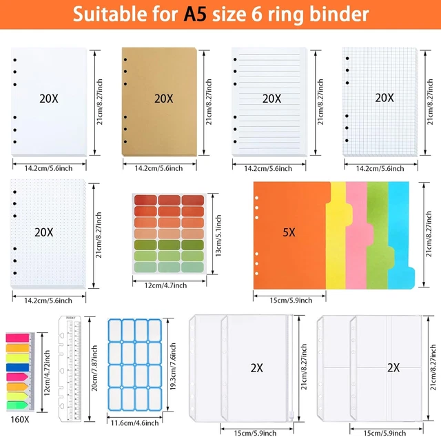 A6 REFILL PAPER Set, A6 Flipchart Paper with 6 Holes and Housekeeping ...