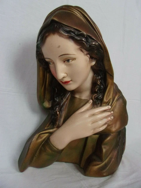 STATUE ANCIENNE EN plâtre, buste, Sainte Vierge Marie EUR 44,99 ...