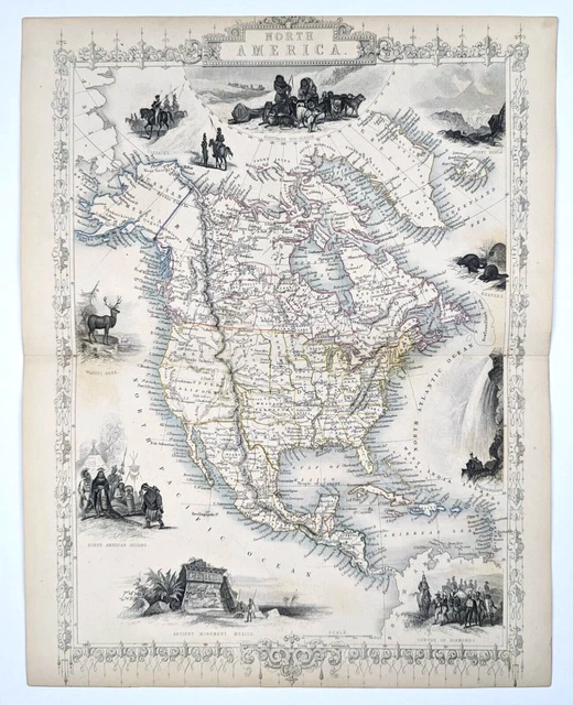 1851 NORTH AMERICA Map TALLIS Texas Upper California Oregon Territory ...