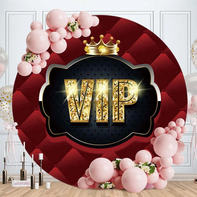 GOLD GLITTER VIP Red Circle Birthday Party Backdrop $39.77 - PicClick AU