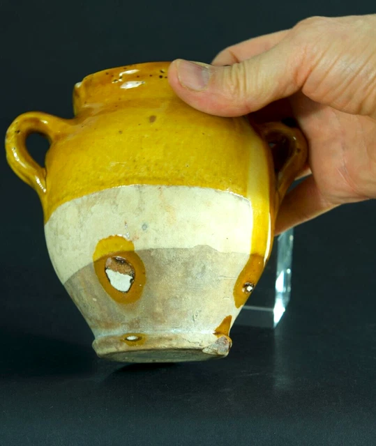 VERY RARE ANTIQUE French little golden honey Confit Pot South France ...