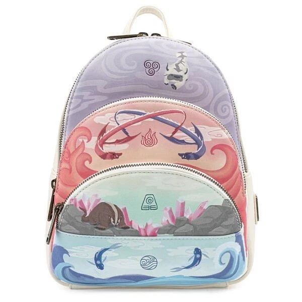LOUNGEFLY NICKELODEON AVATAR Last Airbender 4 Elements Nation Backpack ...