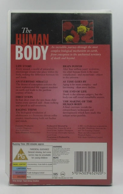 BBC THE HUMAN Body (1998) Double VHS Video Rated PG☆ £4.00 - PicClick UK