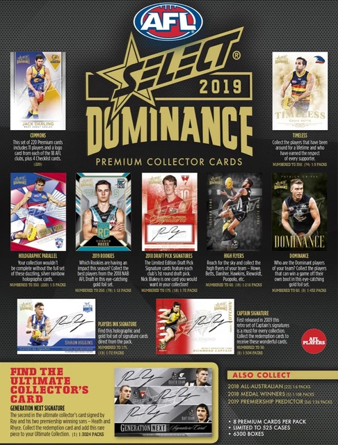 2019 SELECT AFL Dominance Checklist Common Cards Pick Your Card $1.00 ...