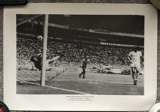 ENGLAND WORLD CUP ‘70. Gordon Banks signed poster. “The greatest save ...