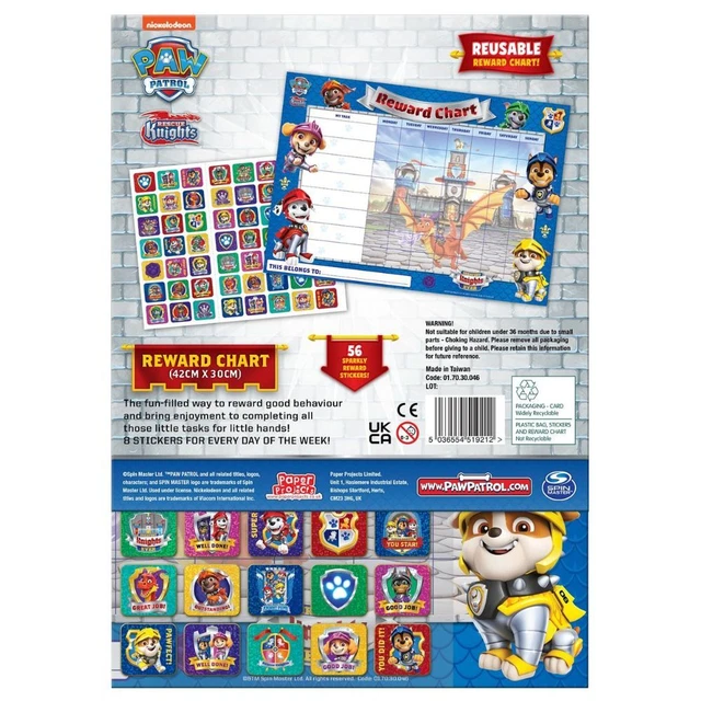 PAW PATROL RESCUE Knights Reward Chart and Stickers Reusable Visual Routines SEN £4.99 - PicClick UK