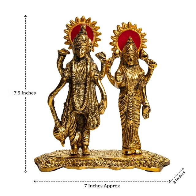 Vishnu Lakshmi Golden Idol Lord Vishnu Laxmi Narayan Standing Murti