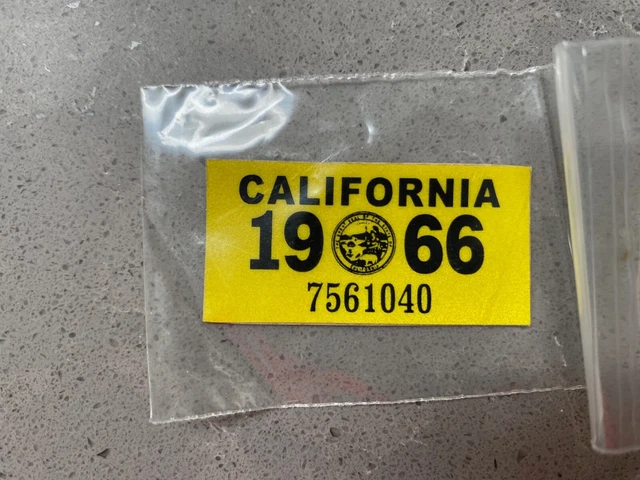 VINTAGE NOS 1966 California License Plate Registration Sticker, YOM, CA ...