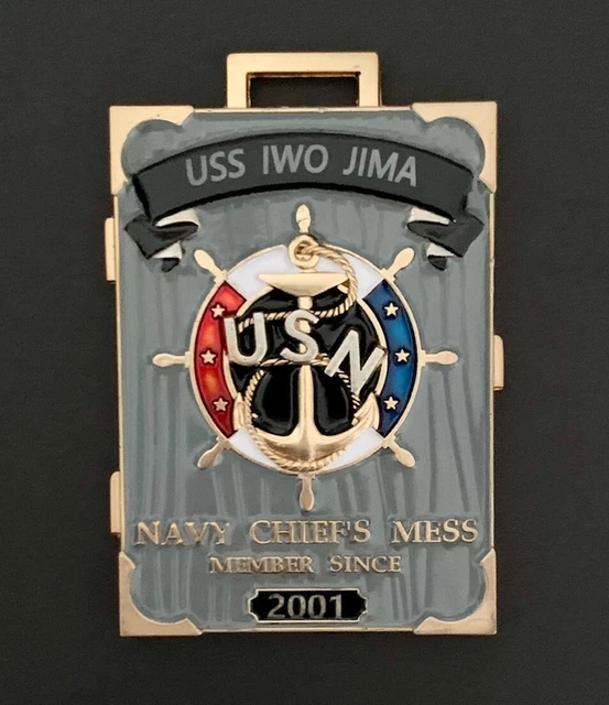 USS IWO JIMA - Navy Chief Coin 3" Charge Book Pièce CPO Challenge Coin ...