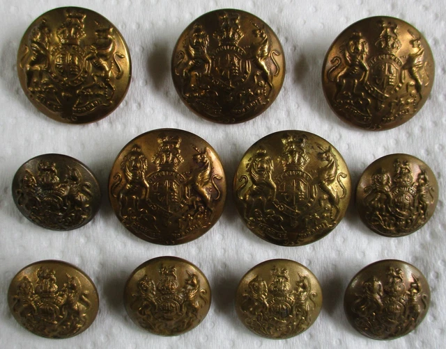SET 11X ARMY:&GENERAL SERVICE BRASS BUTTONS" (23mm-17mm, WW1-WW2 Era) £ ...