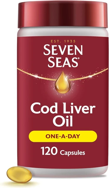 SEVEN SEAS COD Liver Oil One-A-Day Omega-3 Fish Oil and Vitamin D, 120 ...