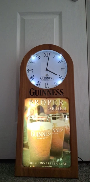 GUINNESS ADVERTISING LIGHT up Box Clock Man Cave Pub Club Restaurant ...