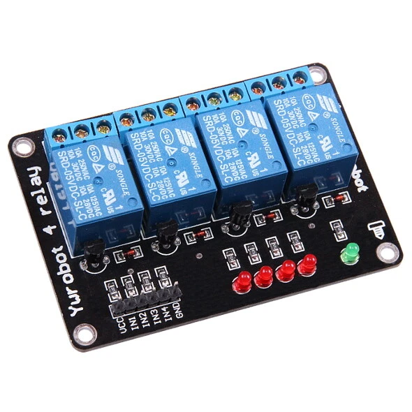 4-CHANNEL RELAY 5V 10A with Optocoupler for Arduino Module Channel ...