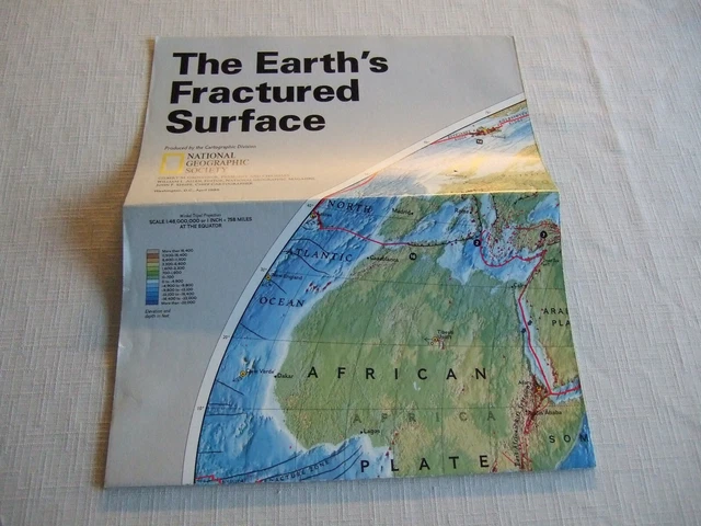 NATIONAL GEOGRAPHIC WALL Chart Living on The Earth's fractured Surface ...