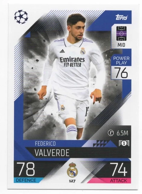 FEDERICO VALVERDE - REAL MADRID - Carta calcio Topps Match Attax 2022/ ...