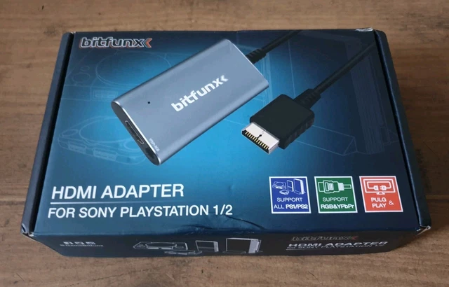 PS1 & PS2 Bitfunx HDMI Upscaler with cables - PAL & NTSC All Models ...