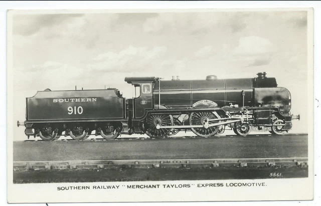 SOUTHERN RAILWAY - SR Steam Loco no. 910 "MERCHANT TAYLORS" Real Photo ...