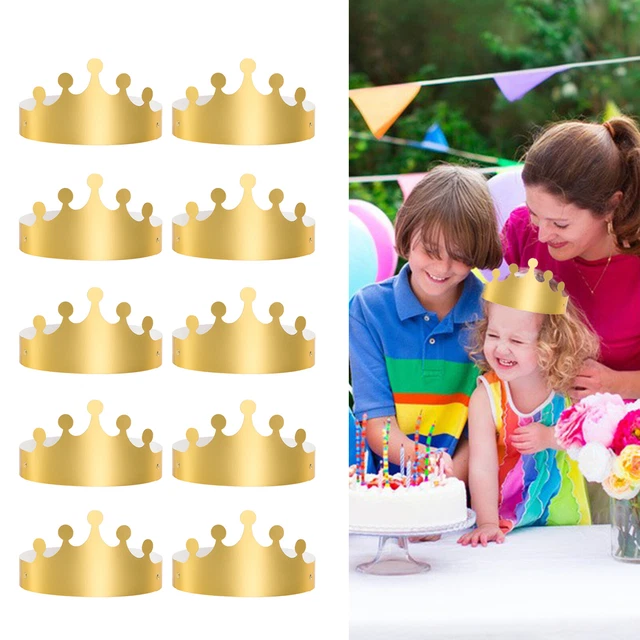 GOLD PAPER CROWNS Party King Crown Paper Hats Prince Princess Hat King ...