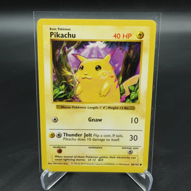 POKEMON CARD 1999 Shadowless Pikachu Yellow Cheeks Base Set Card 58/102 ...
