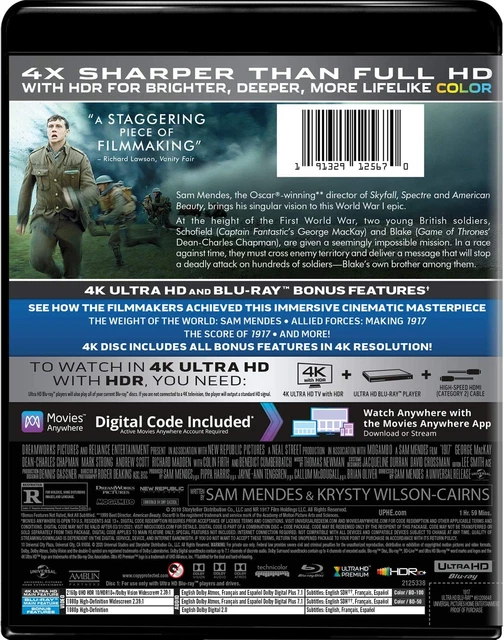 1917 (BLU-RAY) GEORGE MacKay Dean-Charles Chapman Mark Strong Andrew ...