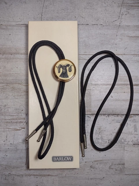 VINTAGE BARLOW RAM Bighorn Sheep Bolo Necktie w/ Extra Rope and ...