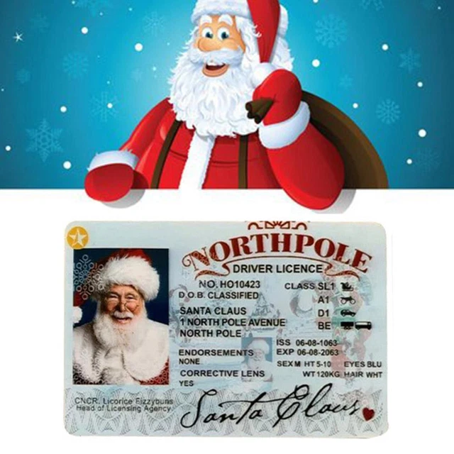 SANTA LOST DRIVER'S License Card DIY Santa Lost ID License Card Santa ...