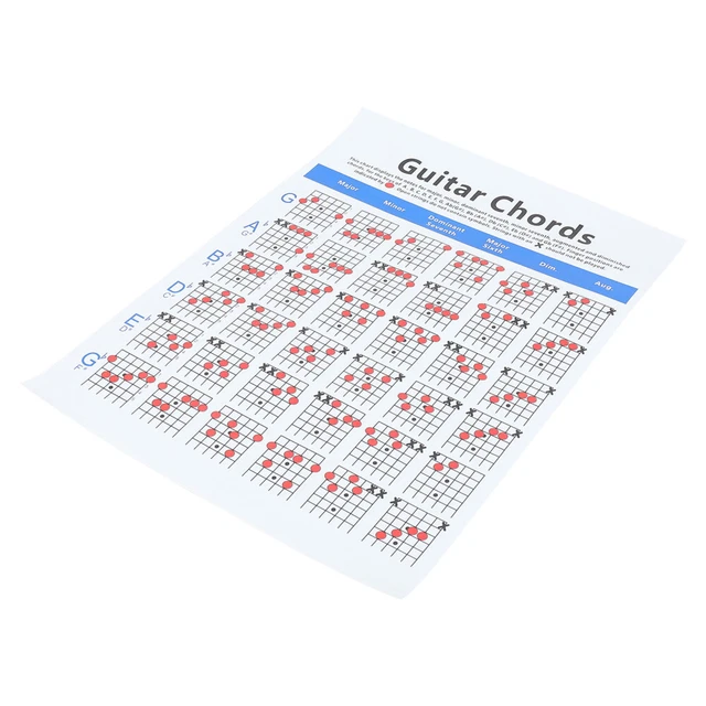 COATED PAPER CHART Chord Chart Poster Easy Beginner Chord Chart £11.88 ...